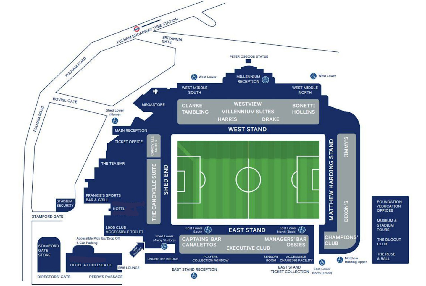 Access Guide - full stadium plan | Official Site | Chelsea Football Club
